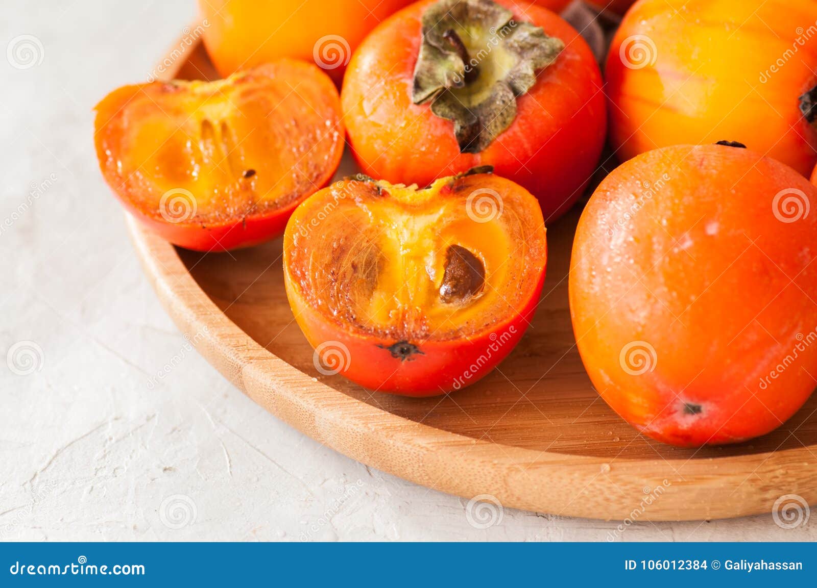 Plate of Fresh and Ripe Persimmons. Stock Photo - Image of natural ...
