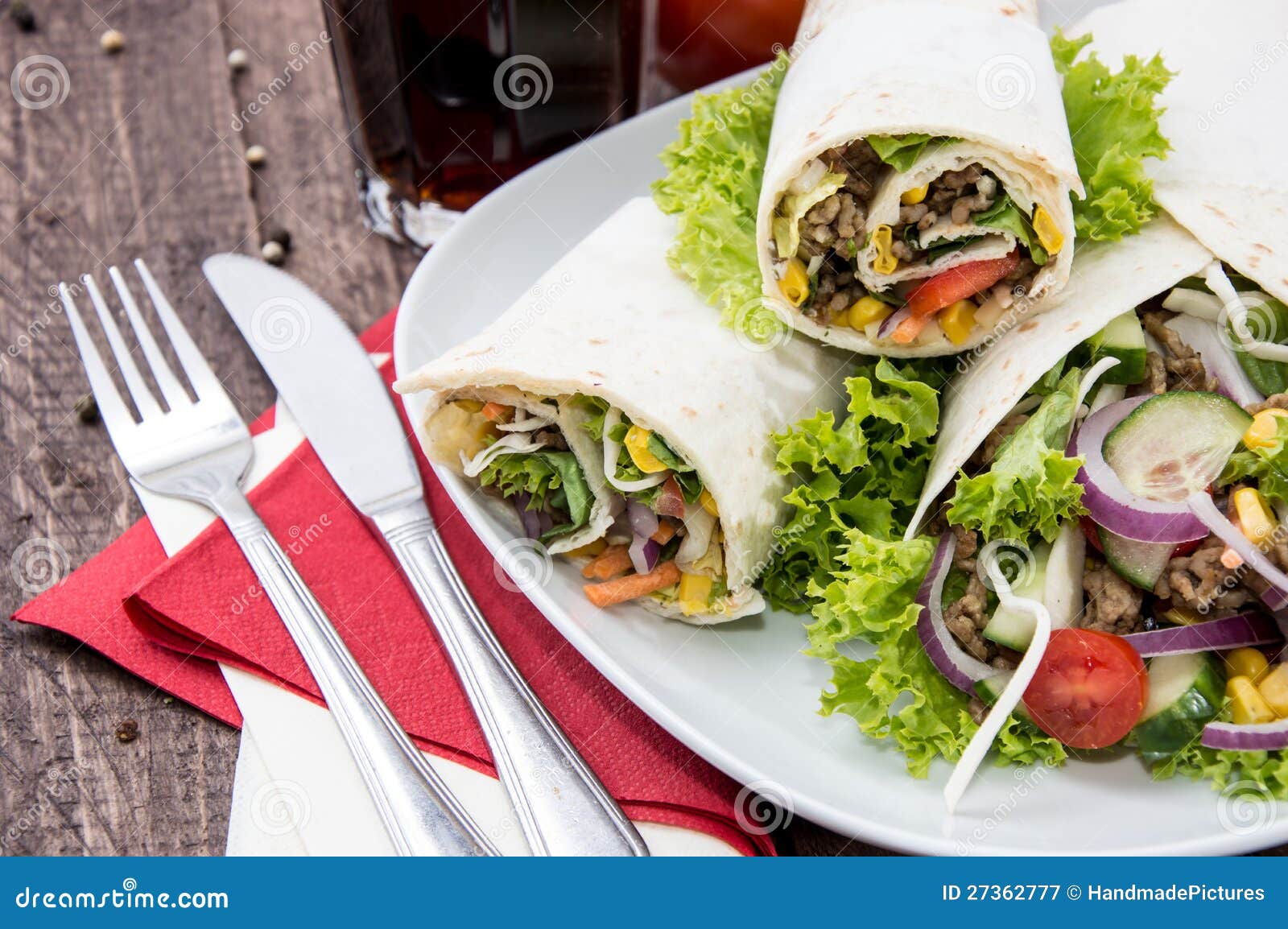 Plate with fresh Wraps stock image. Image of healthy - 27362777