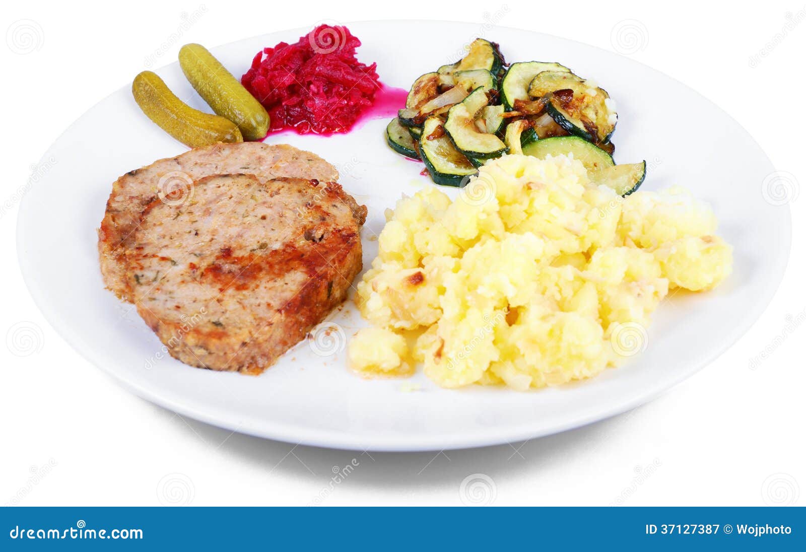 Plate of Freshly Cooked Meat Loaf with Potatoes Stock Image - Image of ...