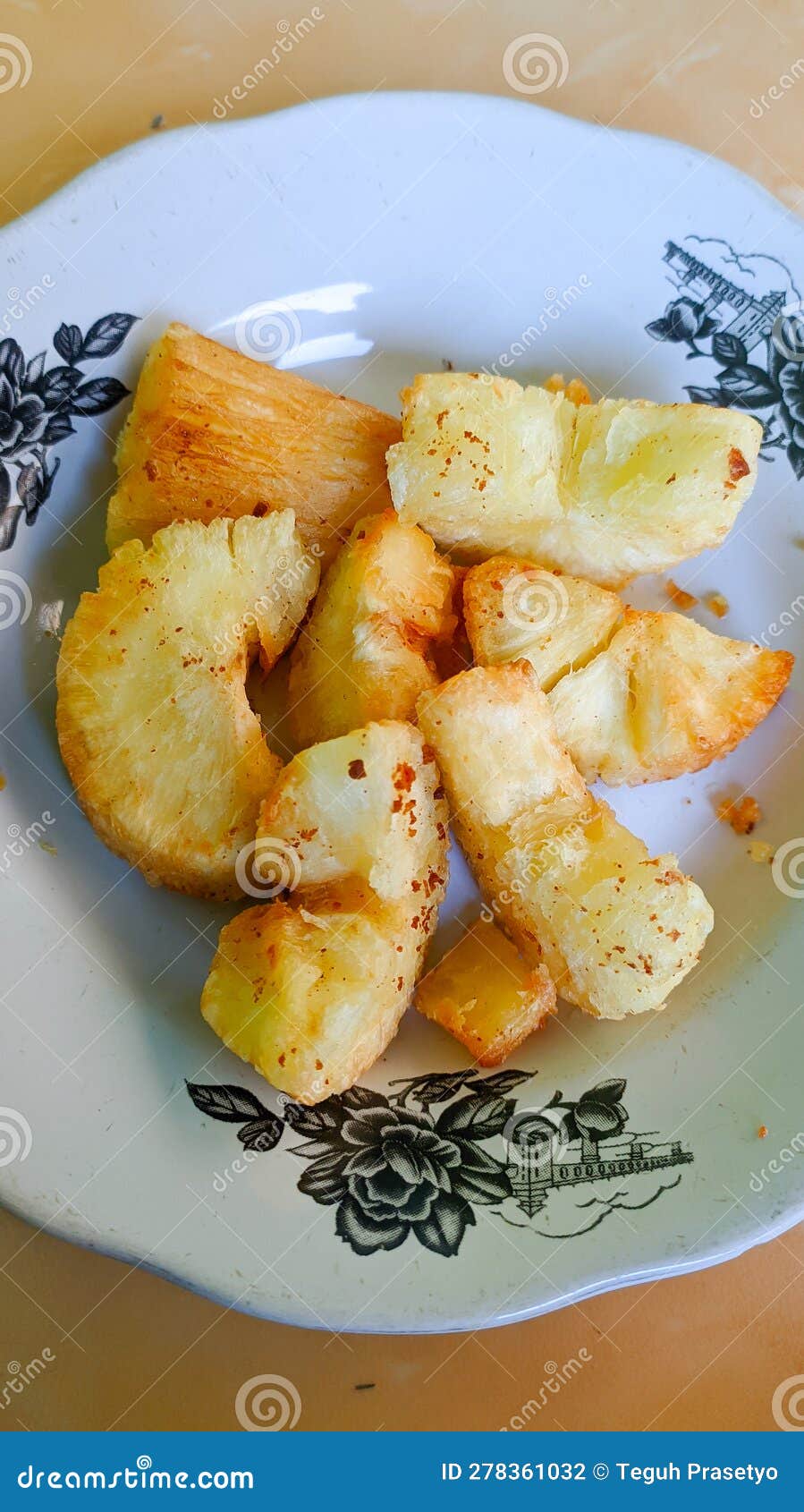 A plate of fried cassava stock photo. Image of meal - 278361032