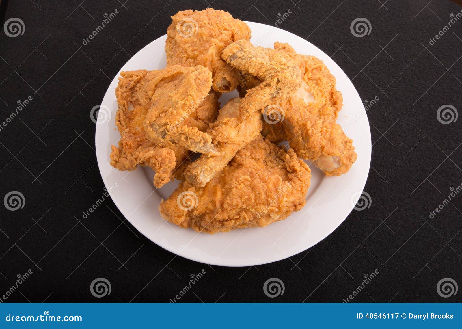 Plate of Fried Chicken on Black Background Stock Image - Image of ...