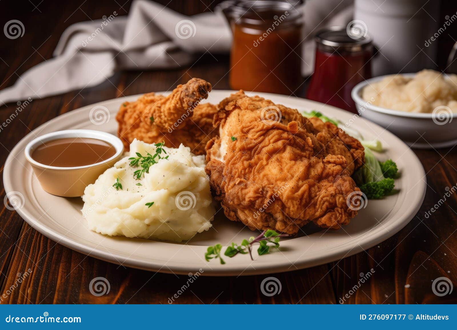 Plate of Fried Chicken, Mashed Potatoes, and Gravy Stock Image - Image ...
