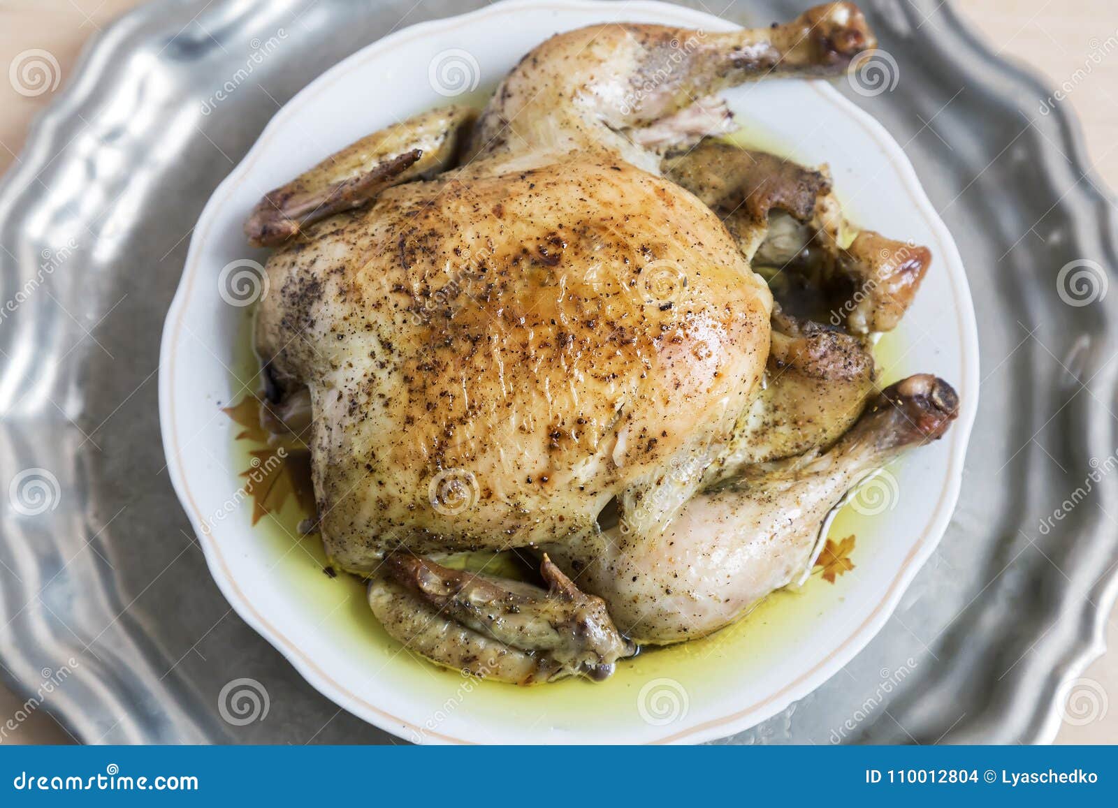 A Plate of Fried Chicken on the Metal Tray. Stock Photo - Image of ...