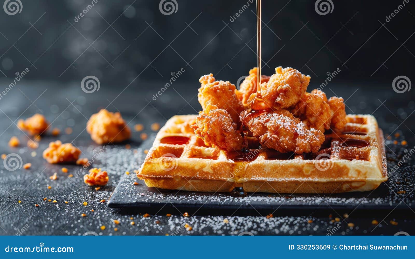 A Plate of Fried Chicken with Syrup Drizzled on Top by AI Generated ...