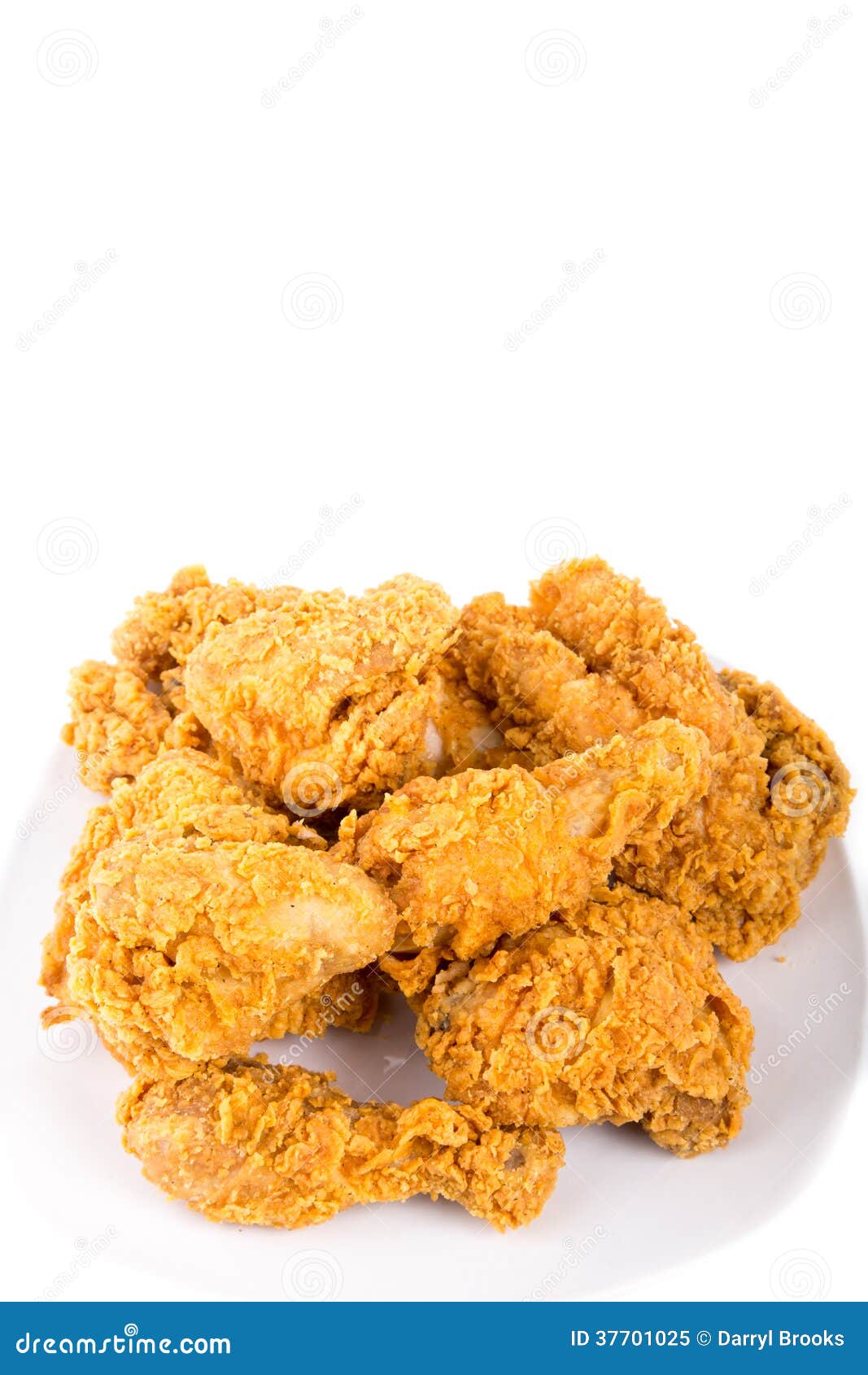 Plate of Fried Chicken on White Background Stock Image - Image of ...