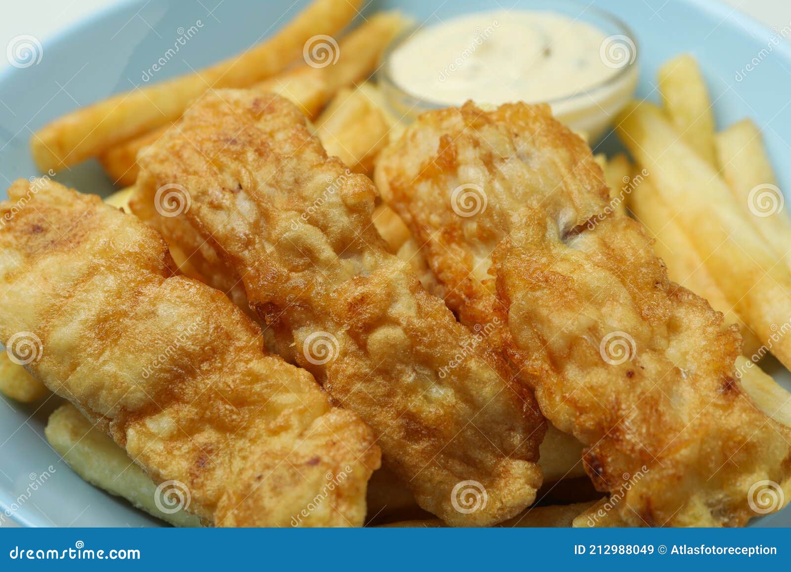 Plate with Fried Fish and Chip, Close Up Stock Image - Image of potato ...