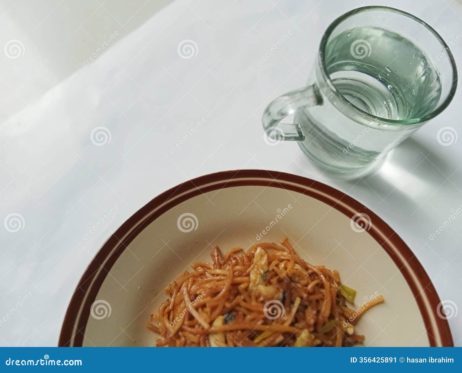 Plate of Fried Rice with a Glass of Water Stock Image - Image of glass ...