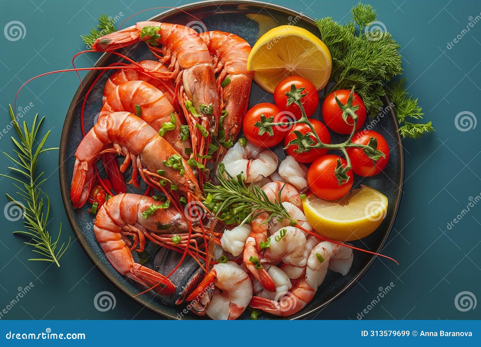 Plate of Fried Shrimp Serving with Vegetables on the Dining Table Stock ...