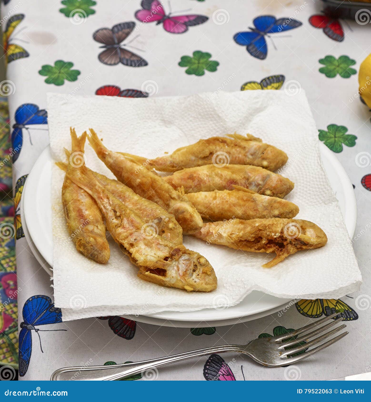 Plate of Fried Small Fish Red Mullet Stock Image - Image of dinner ...