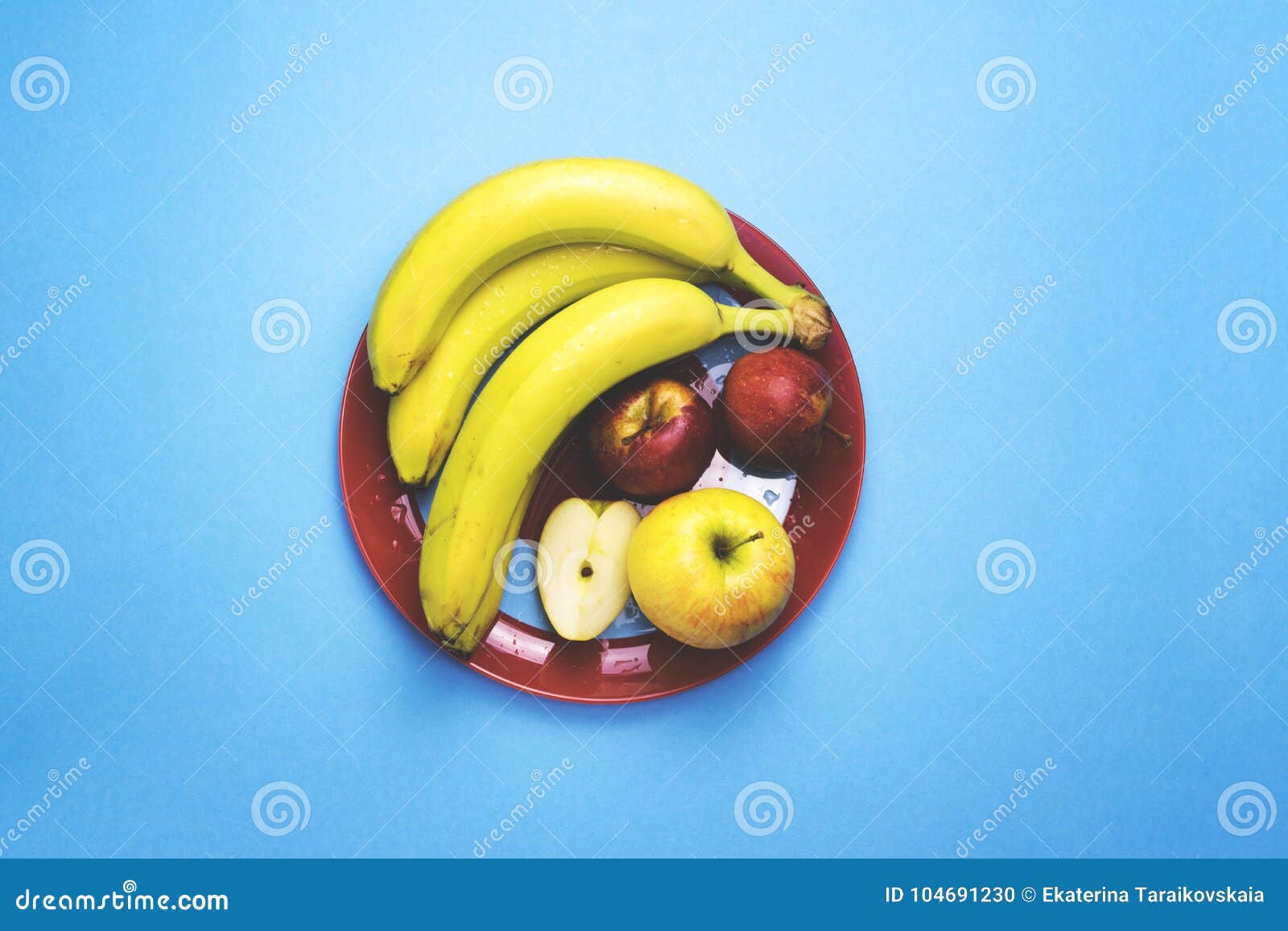 A Plate Of Fruit On A Color Background. Stock Photography ...