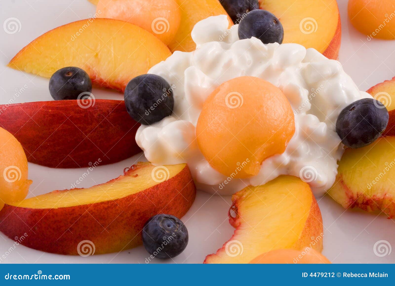 Plate of Fruit and Cottage Cheese Stock Photo - Image of plate, tasty ...