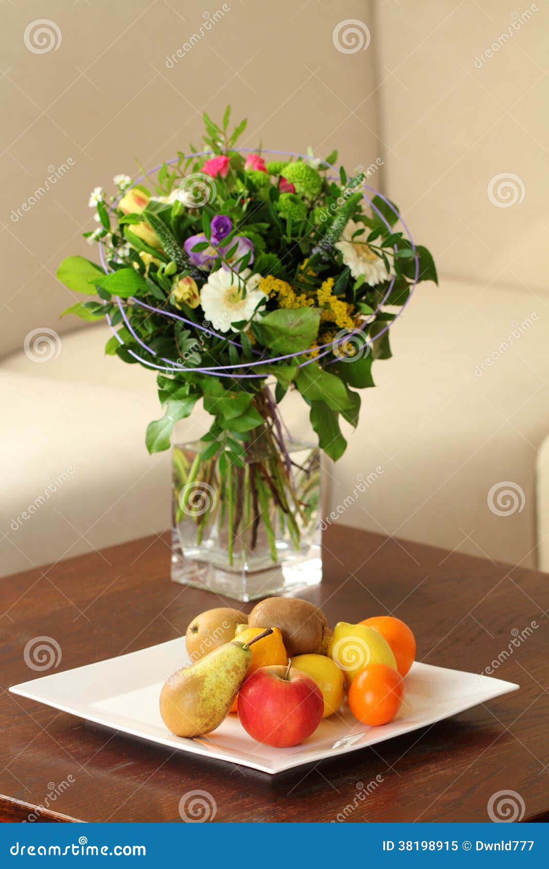 Plate of Fruit in the Living Room Stock Image - Image of indoors, house ...