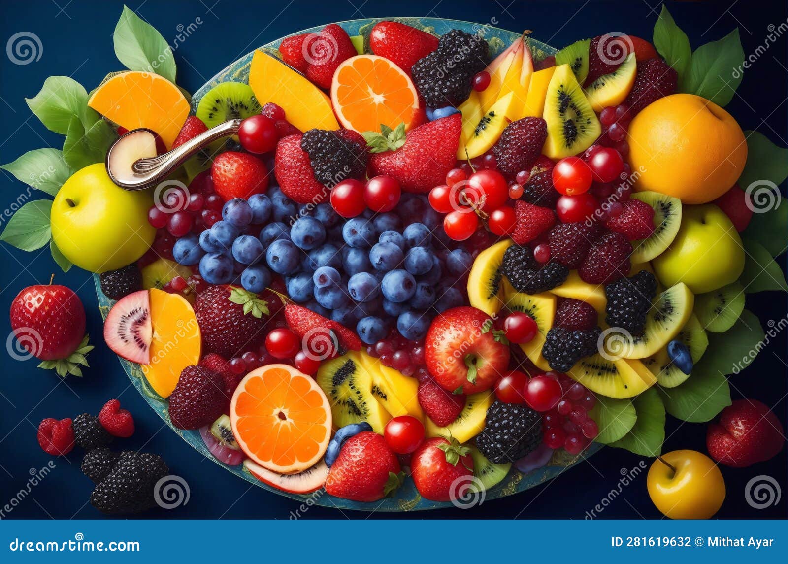 A Plate of Fruits. stock illustration. Illustration of healthy - 281619632