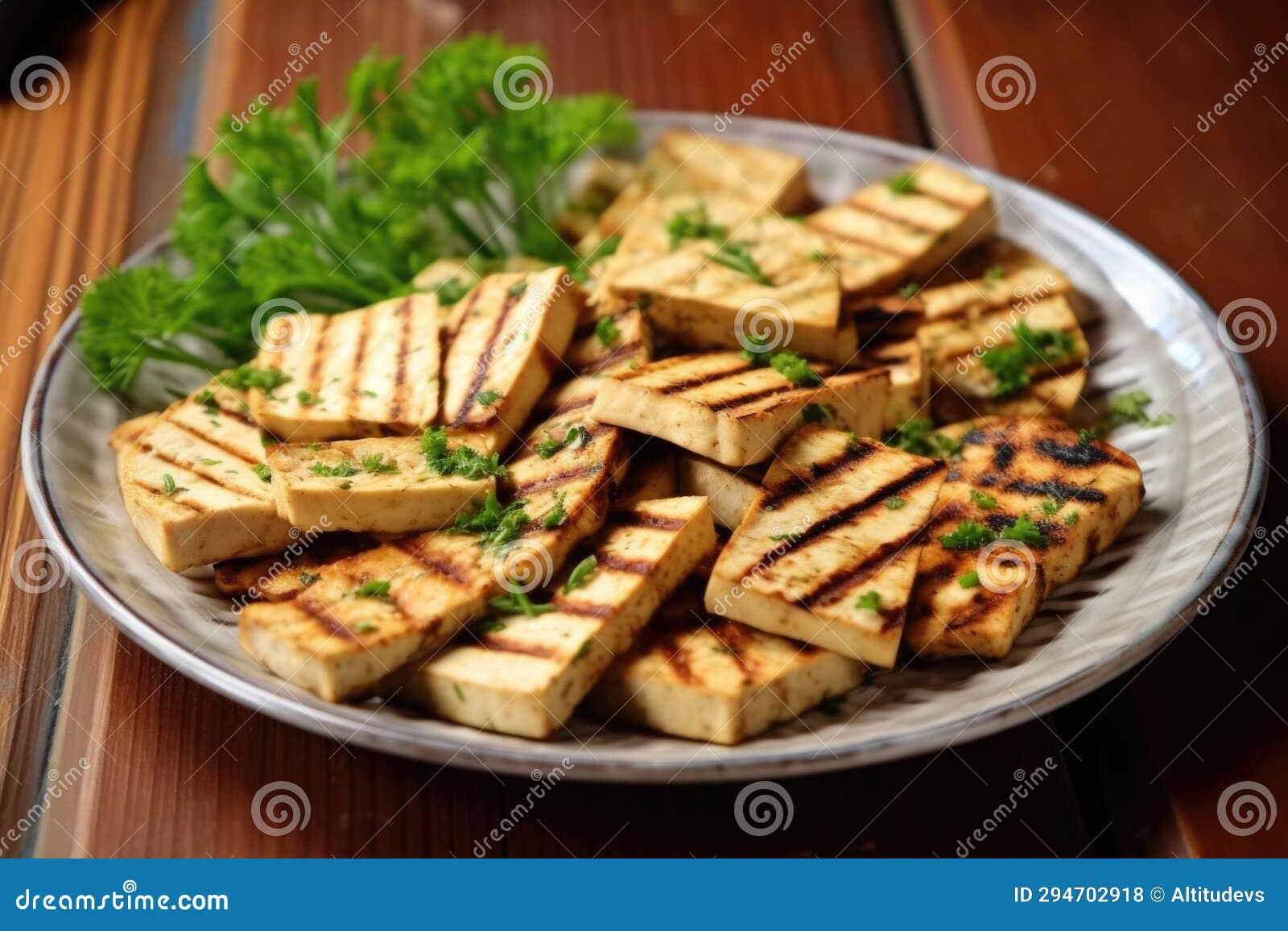 A Plate Full of Grilled Tofu Slices Stock Photo - Image of generated ...
