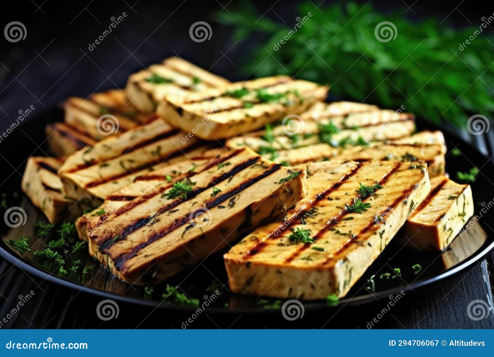 A Plate Full of Grilled Tofu Slices Stock Image - Image of diet, vegan ...