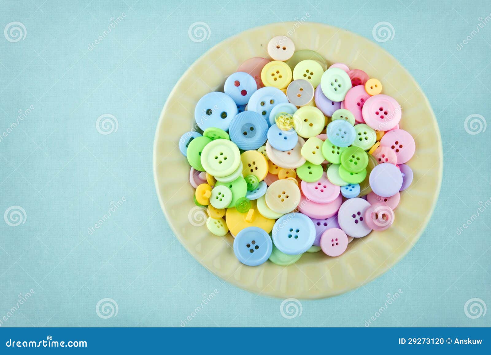 Plate Full of Pastel Colored Buttons Stock Photo - Image of plate, blue ...