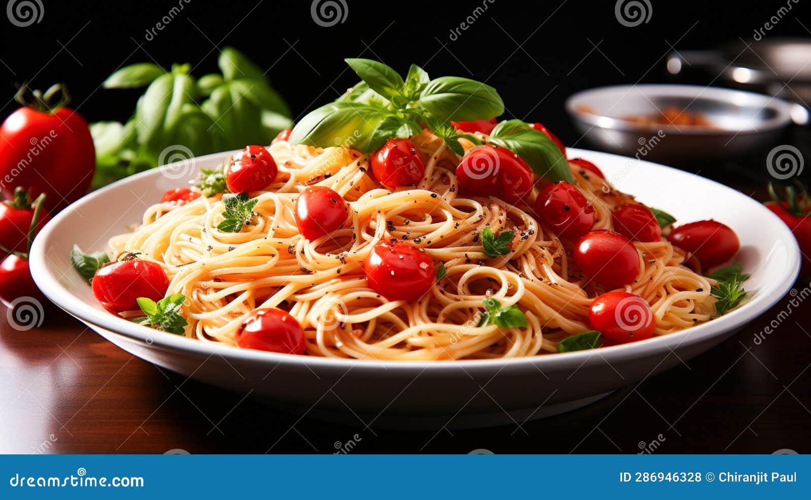 A Plate Full of Spaghetti Pasta with Tomatoes Stock Photo - Image of ...