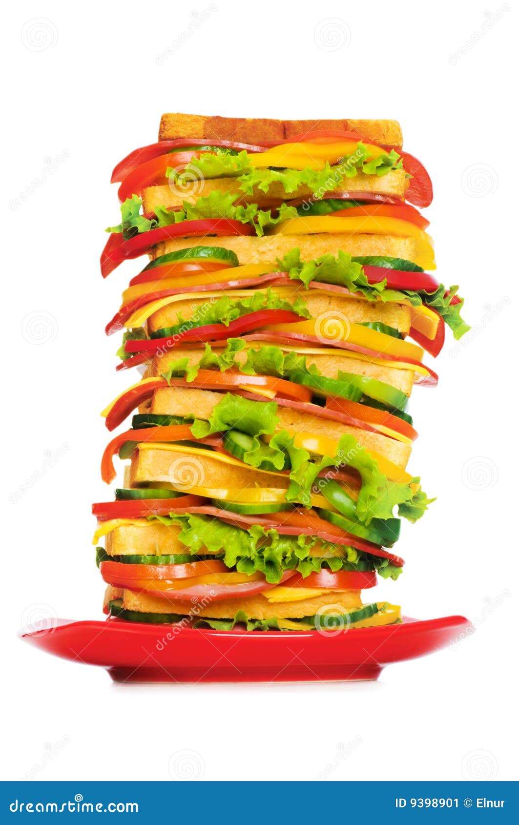Plate with giant sandwich stock image. Image of huge, dinner - 9398901