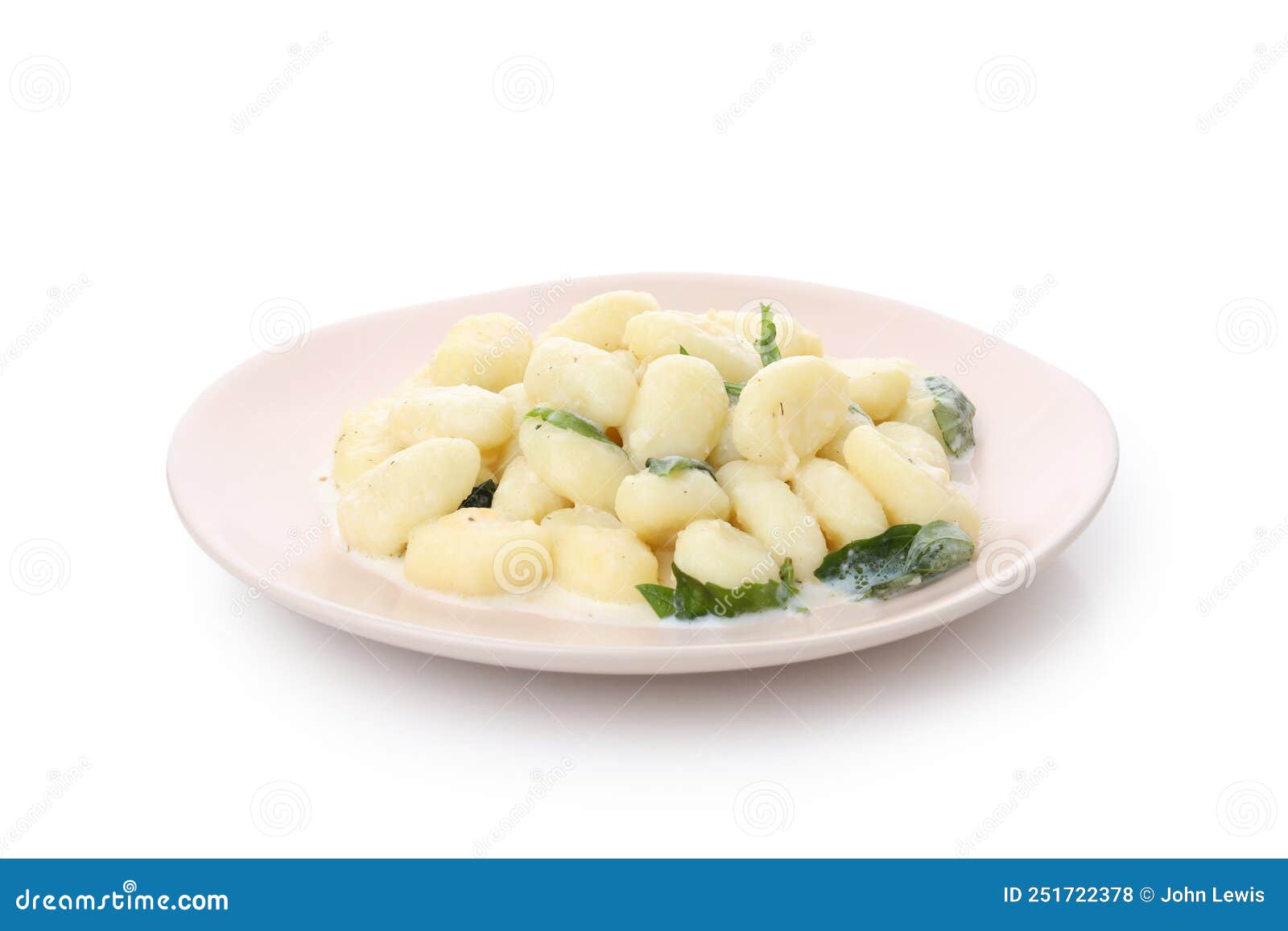 Plate with Gnocchi Isolated on White Background Stock Photo - Image of ...