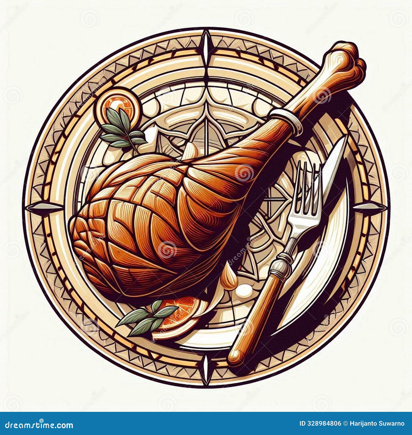 A plate of grilled mutton stock illustration. Illustration of ...