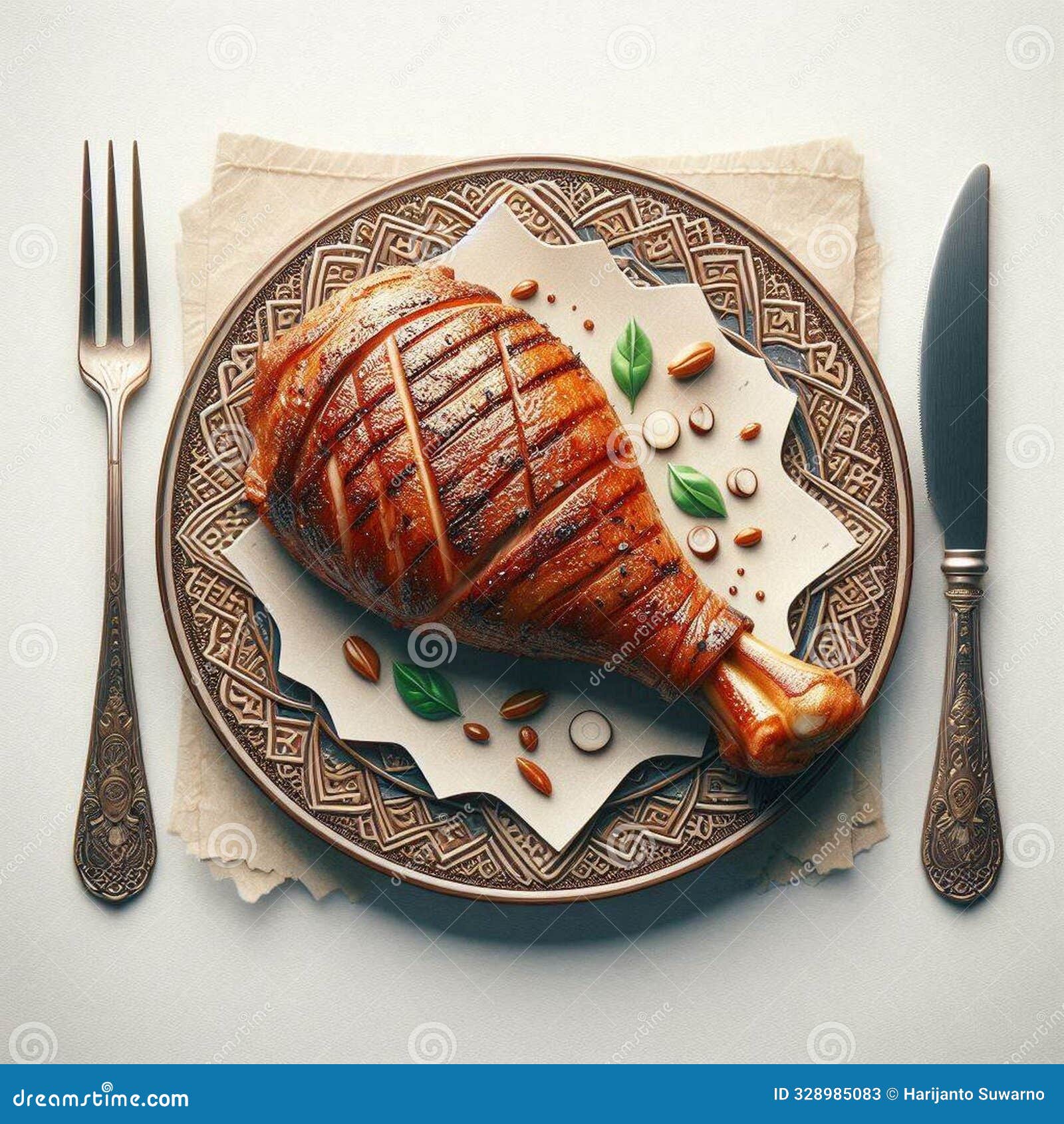 A plate of grilled mutton stock illustration. Illustration of grilled ...