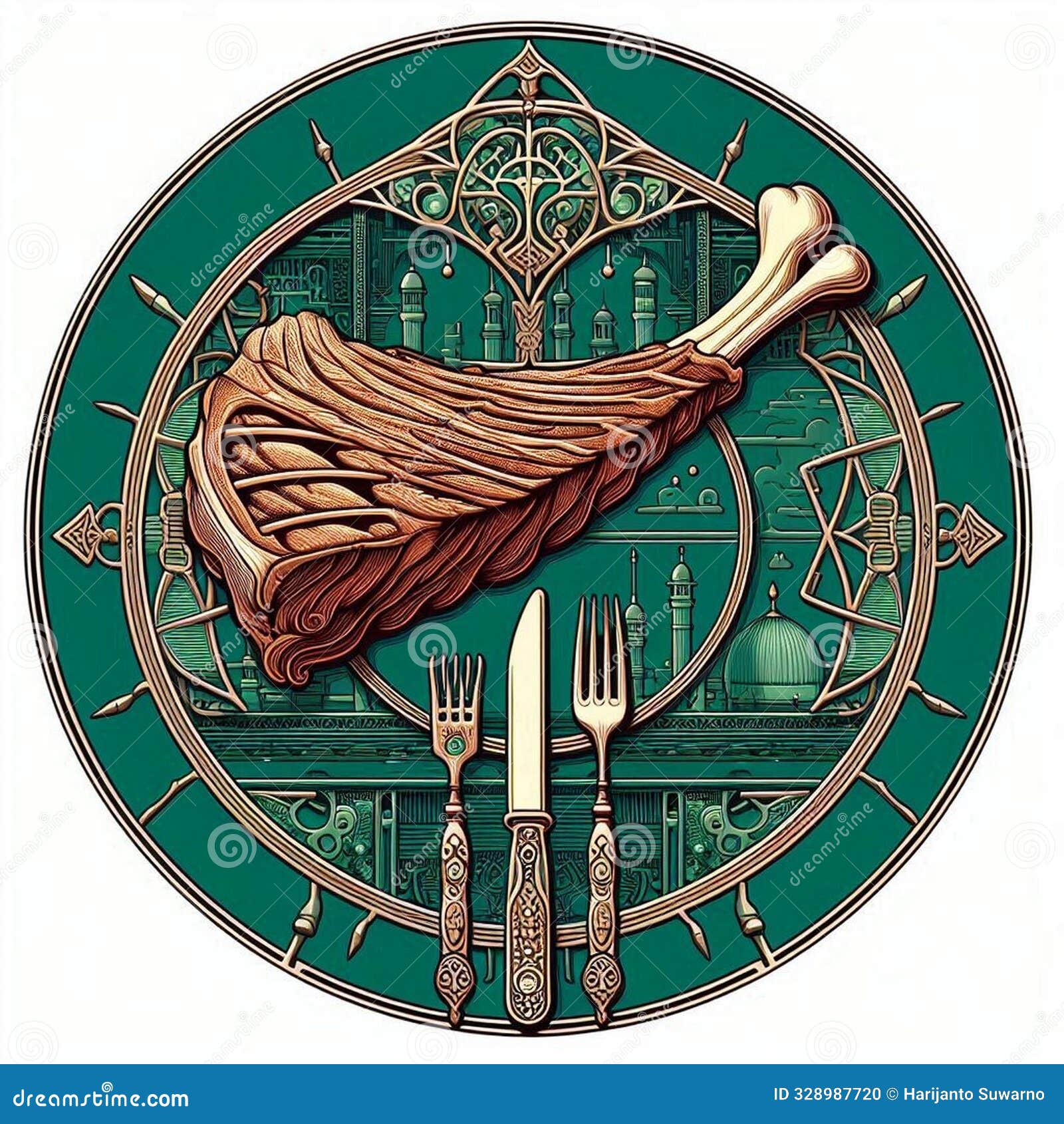 A plate of grilled mutton stock illustration. Illustration of lunch ...