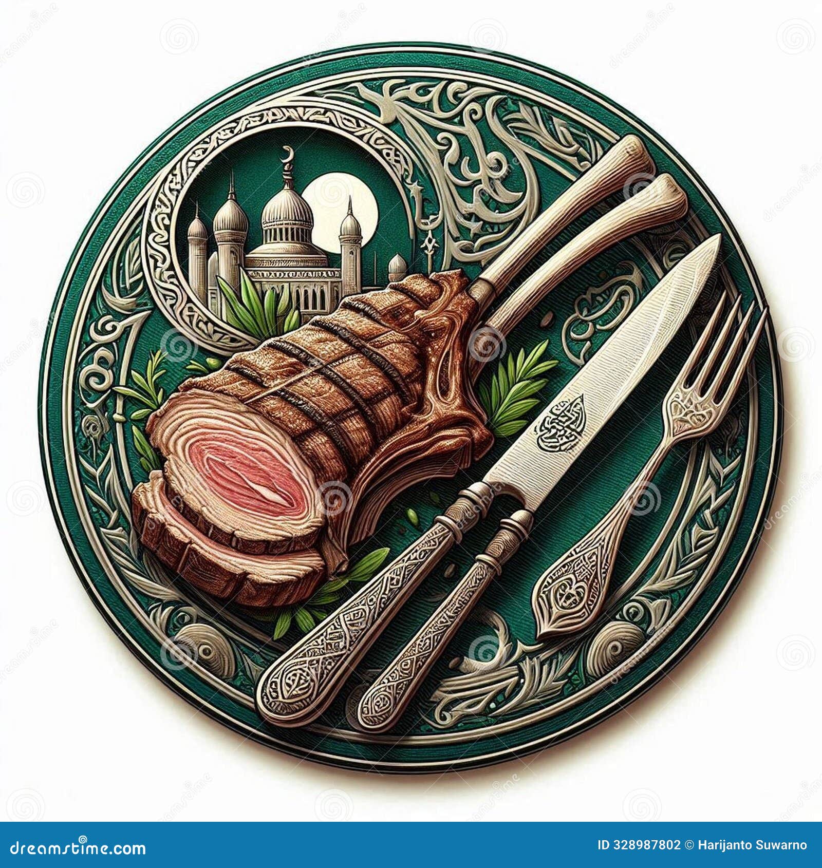 A plate of grilled mutton stock illustration. Illustration of grilled ...