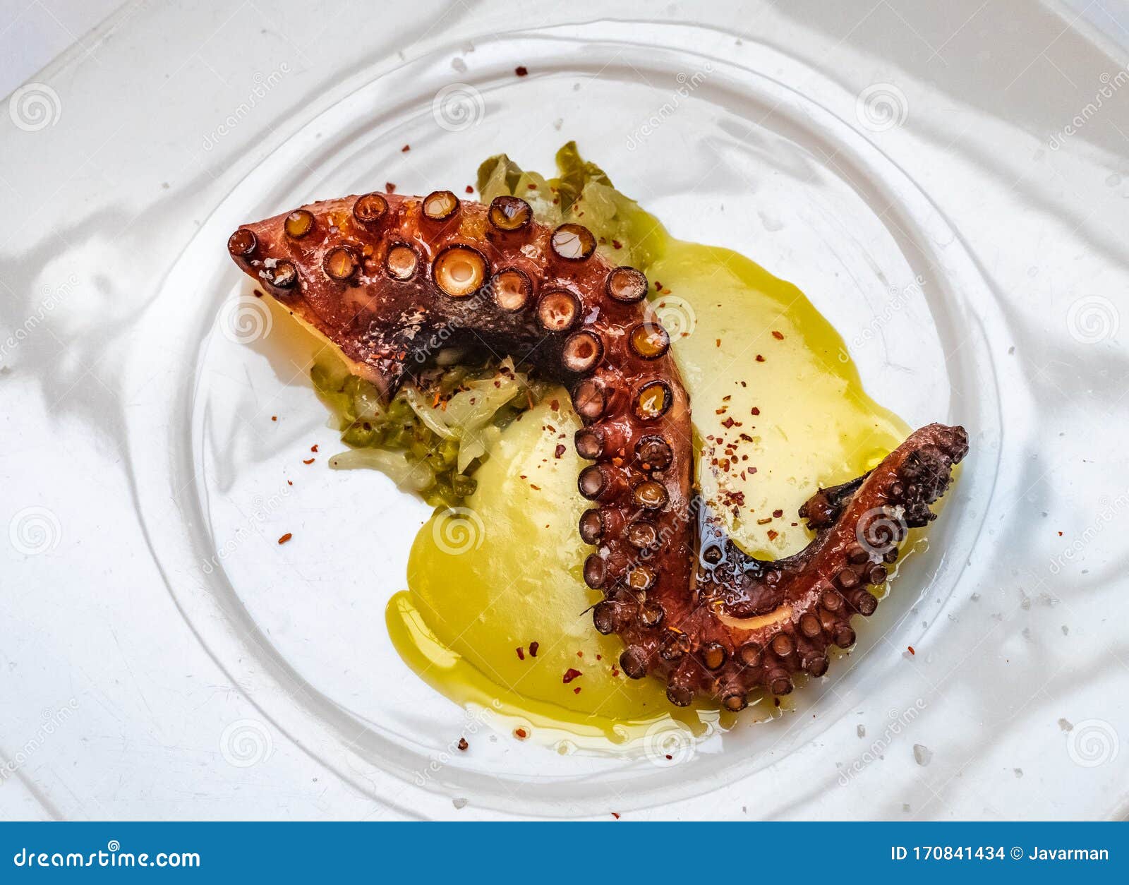 A Plate of Grilled Octopus at Gourmet Restaurant Stock Photo - Image of ...