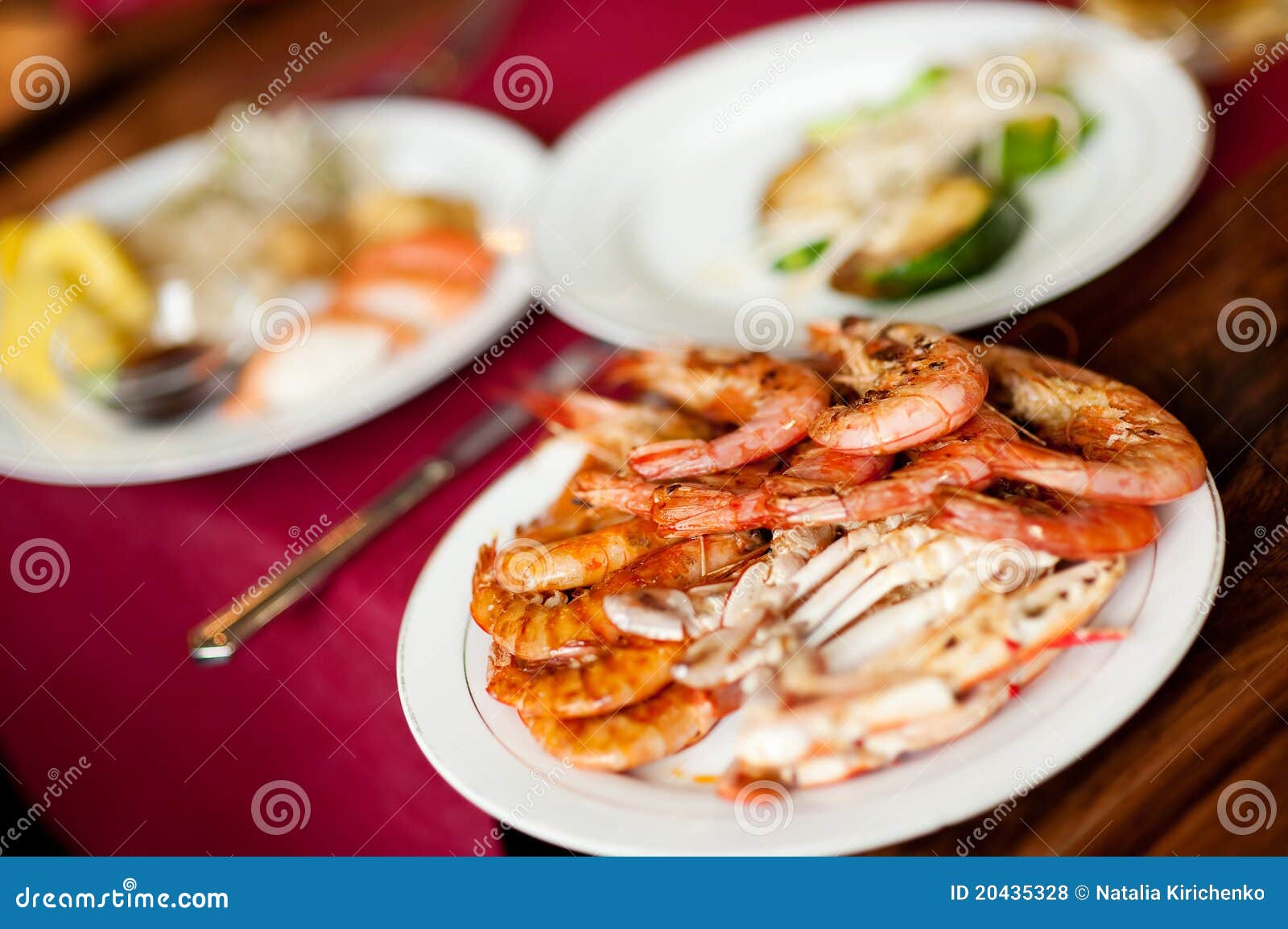 Plate with Grilled Prawns and Crab Stock Photo - Image of healthy ...