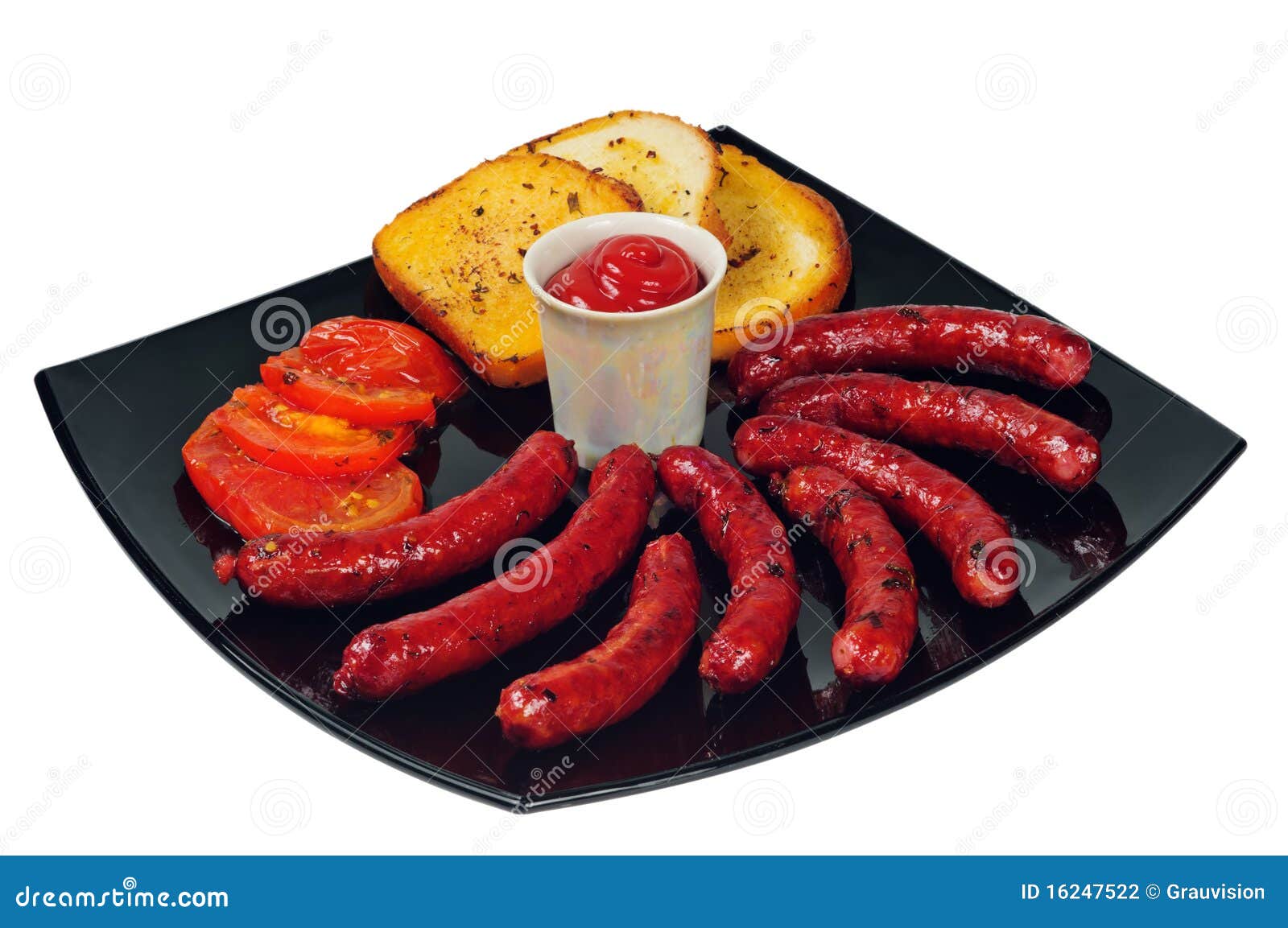 Plate with Grilled Sausages Stock Photo - Image of snack, dinner: 16247522