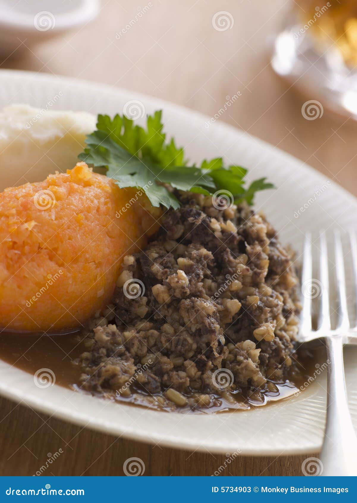 Plate of Haggis Neeps and Tatties Stock Image - Image of herb, barley ...