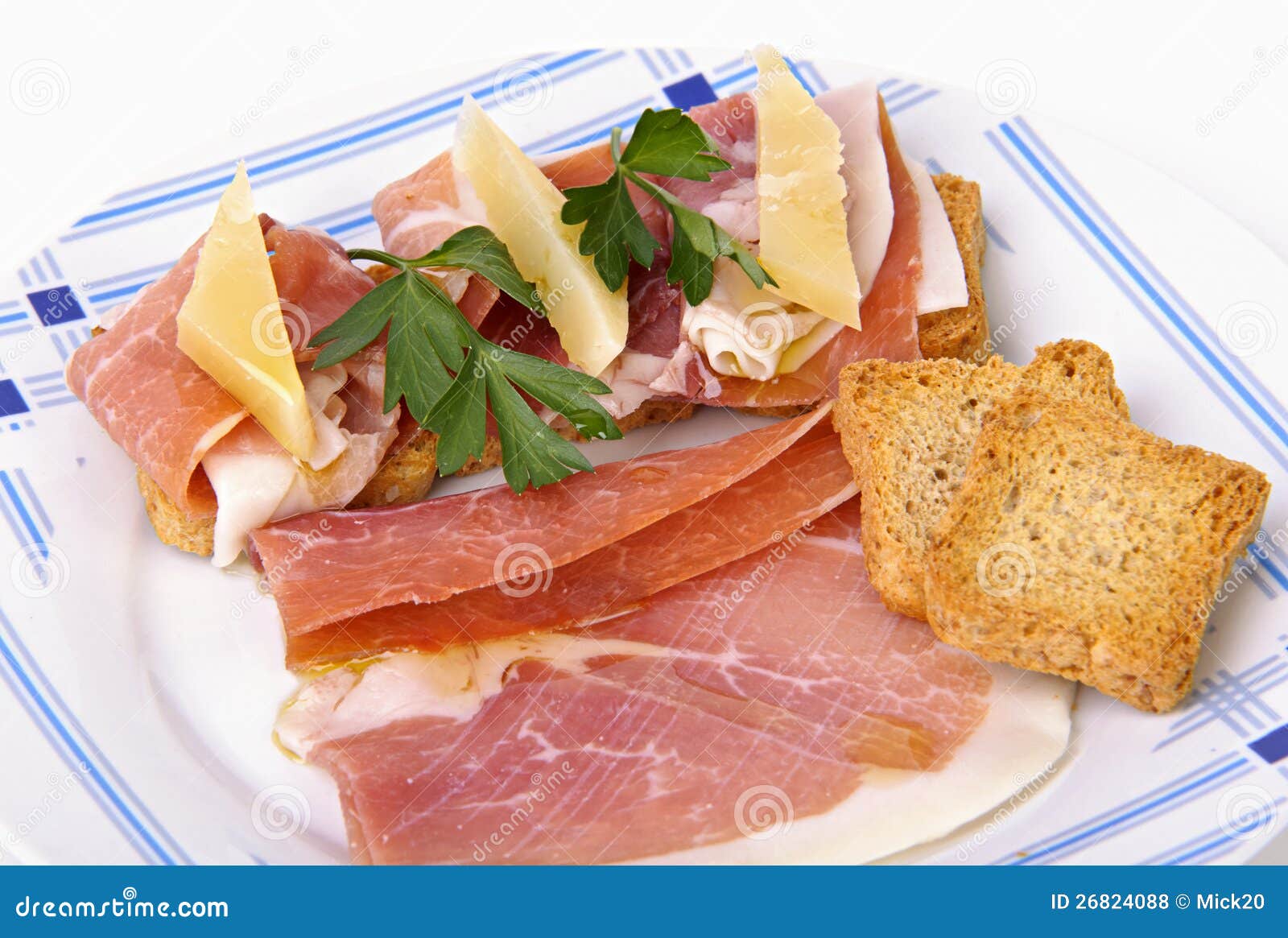 Plate of Ham and Cheese Canapes Stock Photo - Image of plates, dinner ...