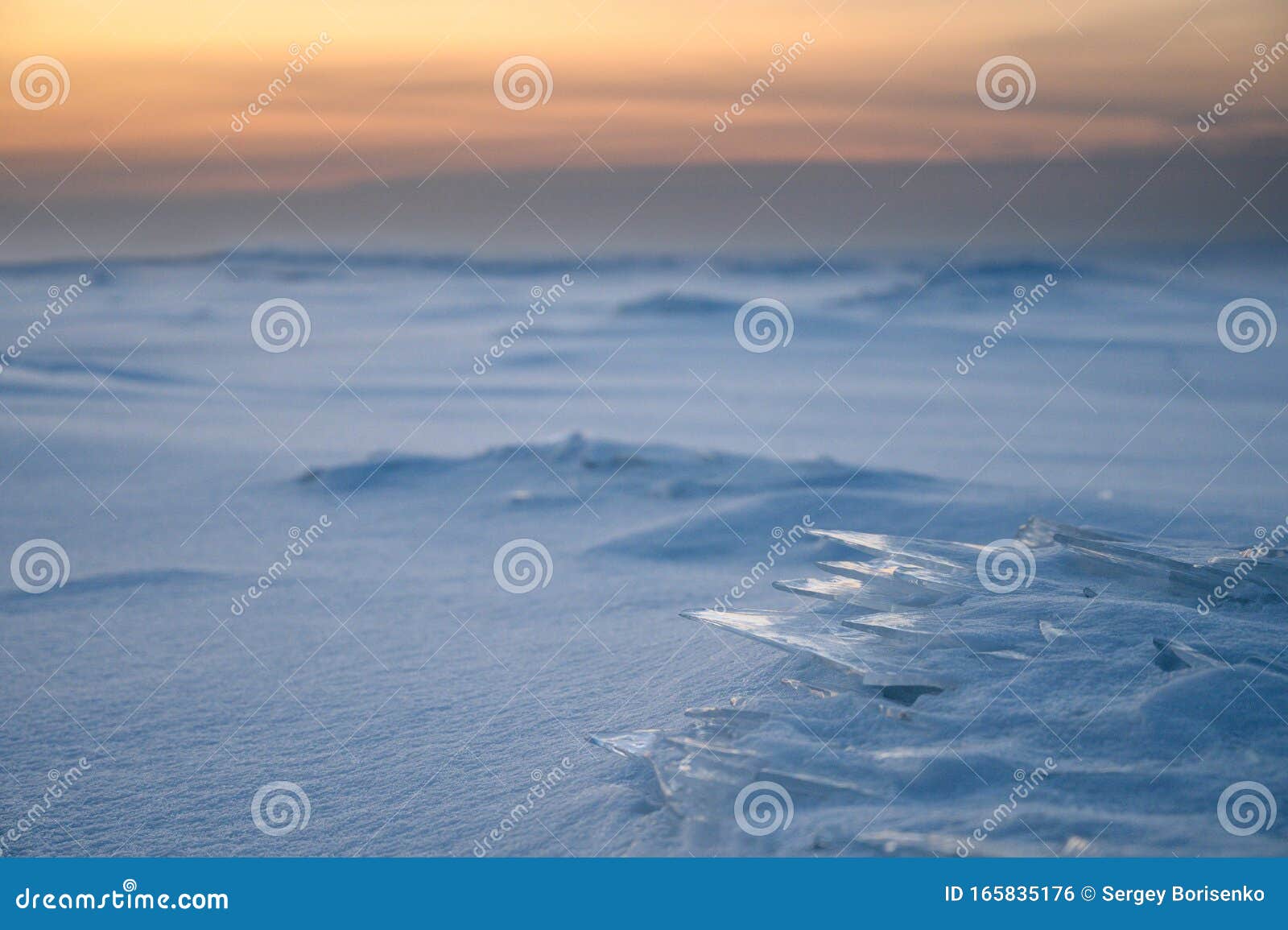 Plate of ice at sunset. stock photo. Image of plate - 165835176