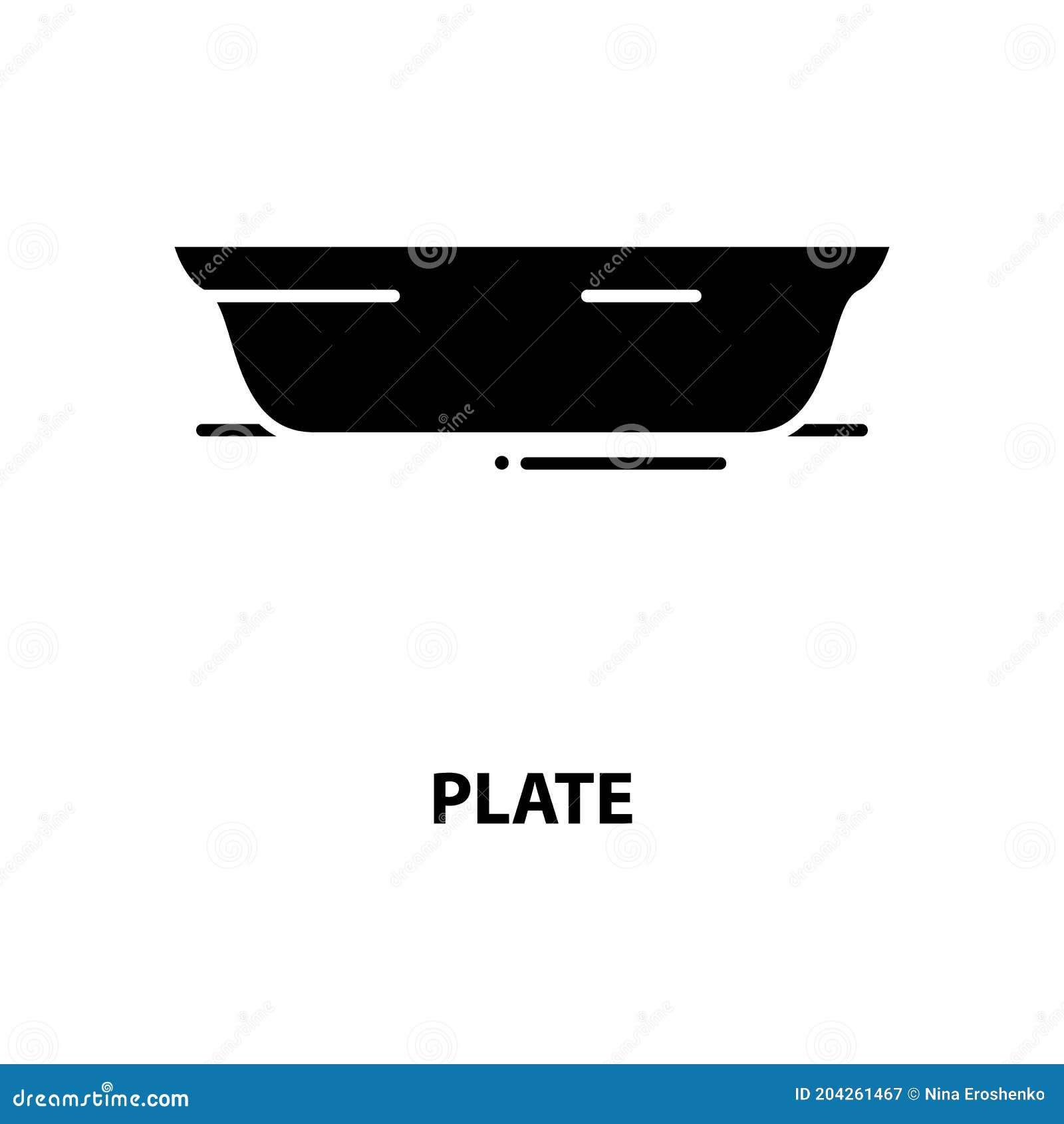 Plate Icon, Black Vector Sign with Editable Strokes, Concept ...