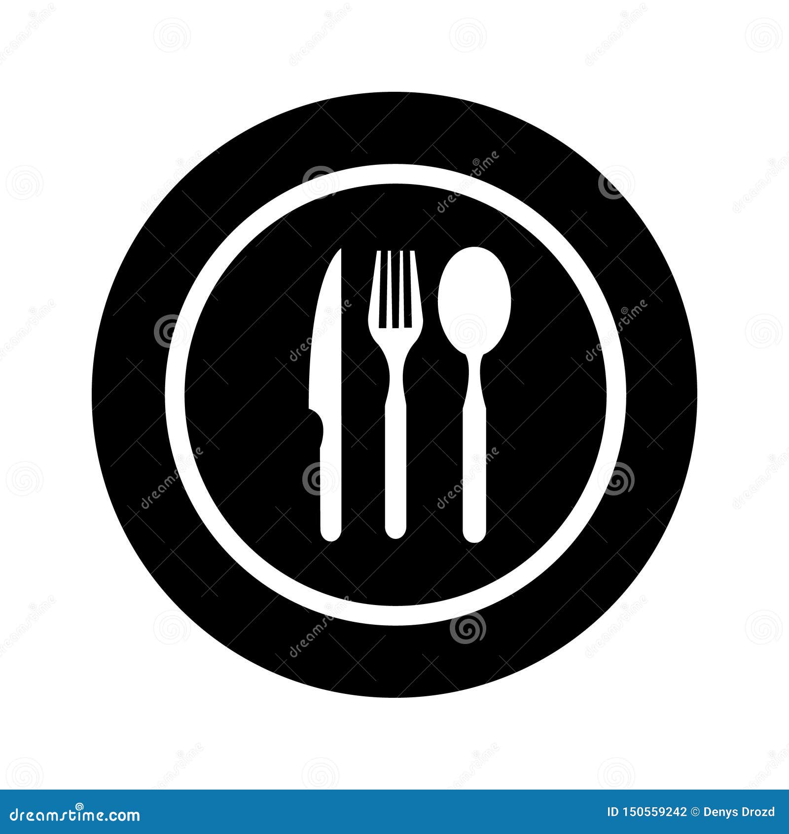 Plate Icon, Fork and Spoon Icon. Plate, Fork and Spoon Illustration ...