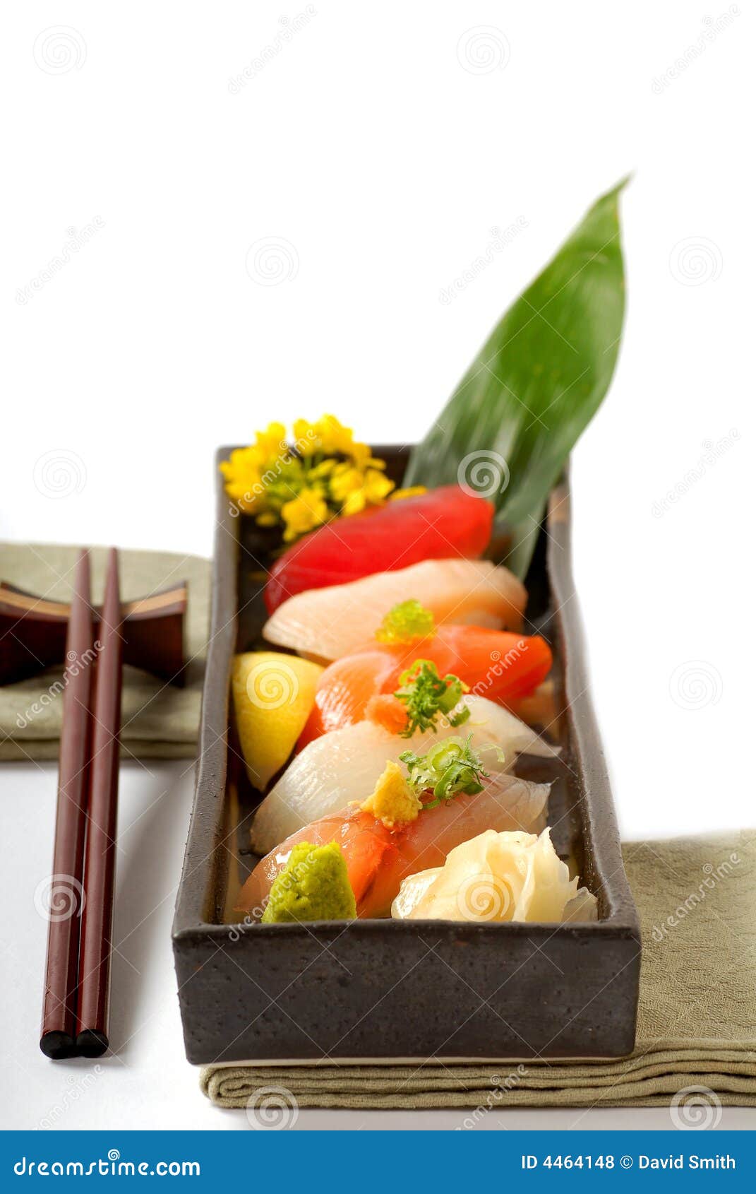 Plate of Japanese Sushi with Chop Sticks Stock Photo - Image of chop ...