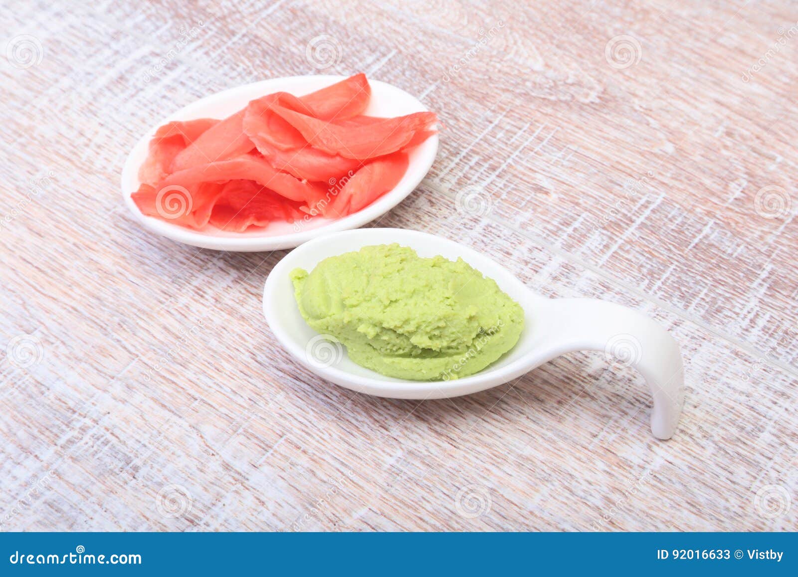 Plate with Japanese Wasabi Sauce and Pickled Ginger. Stock Image ...