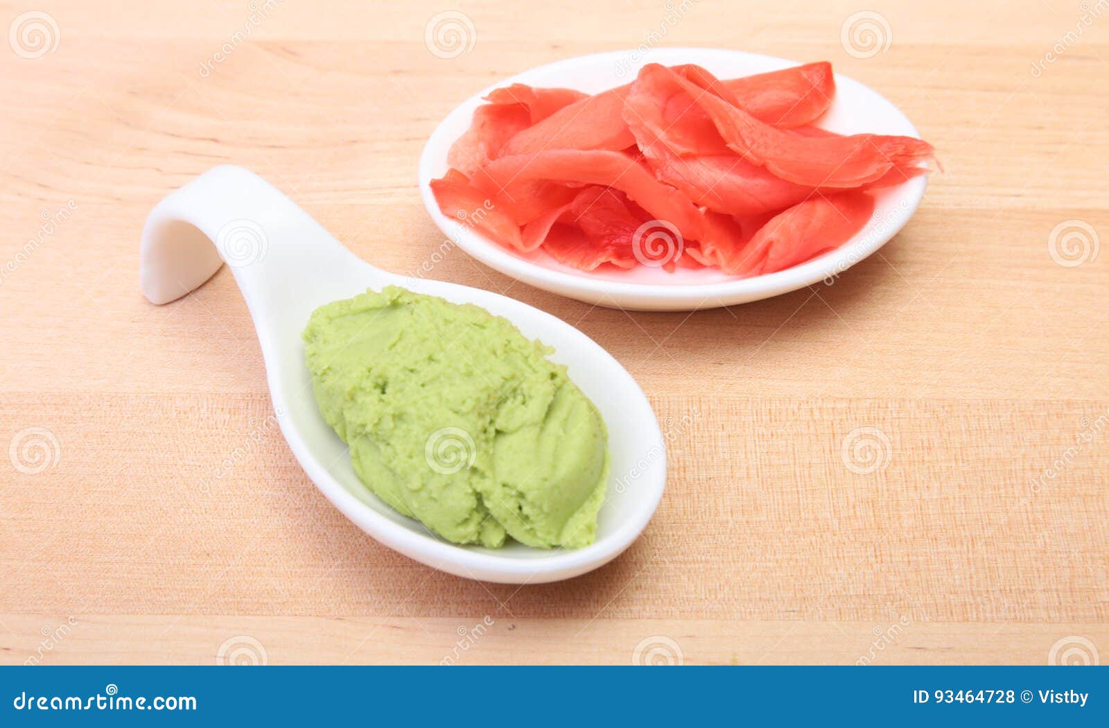 Plate with Japanese Wasabi Sauce and Pickled Ginger. Stock Photo ...