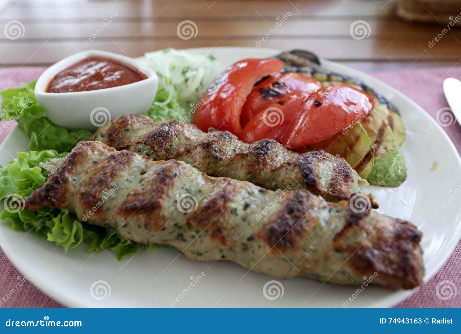 Plate with Kebab and Vegetables Stock Image - Image of fried, cafe ...