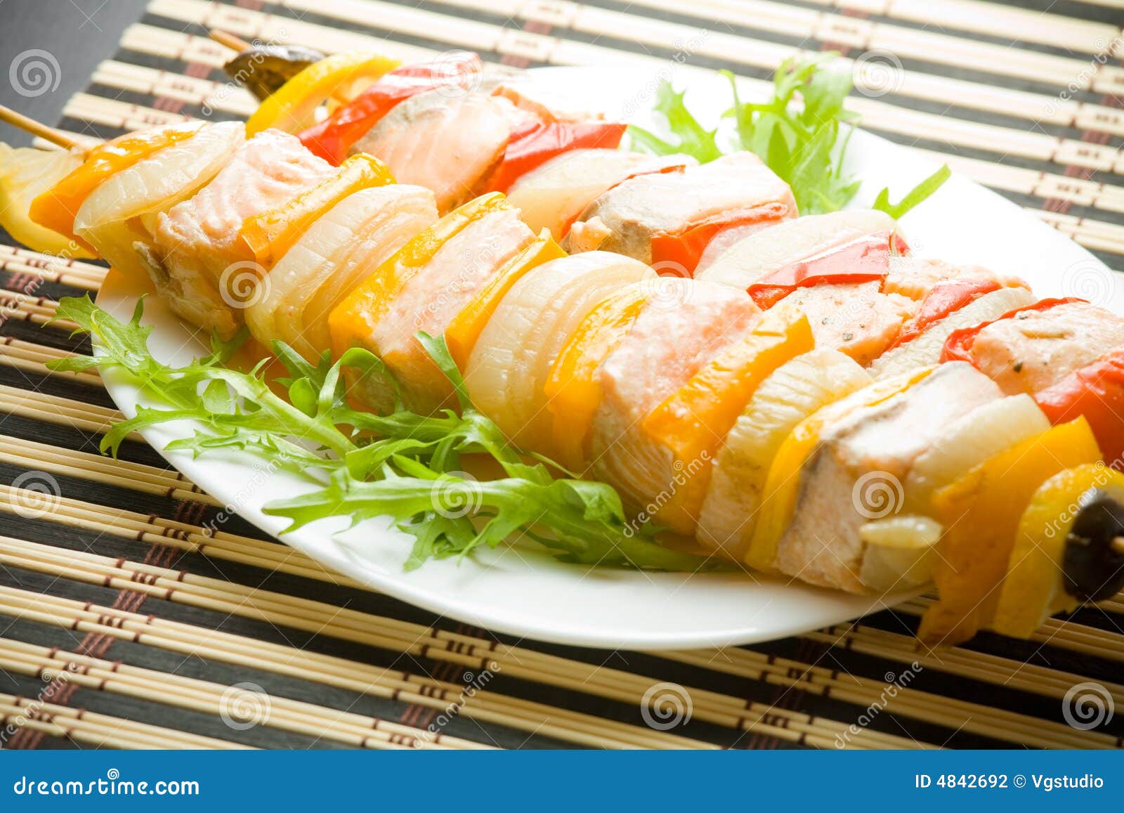 Plate with kebabs stock photo. Image of pork, grilled - 4842692