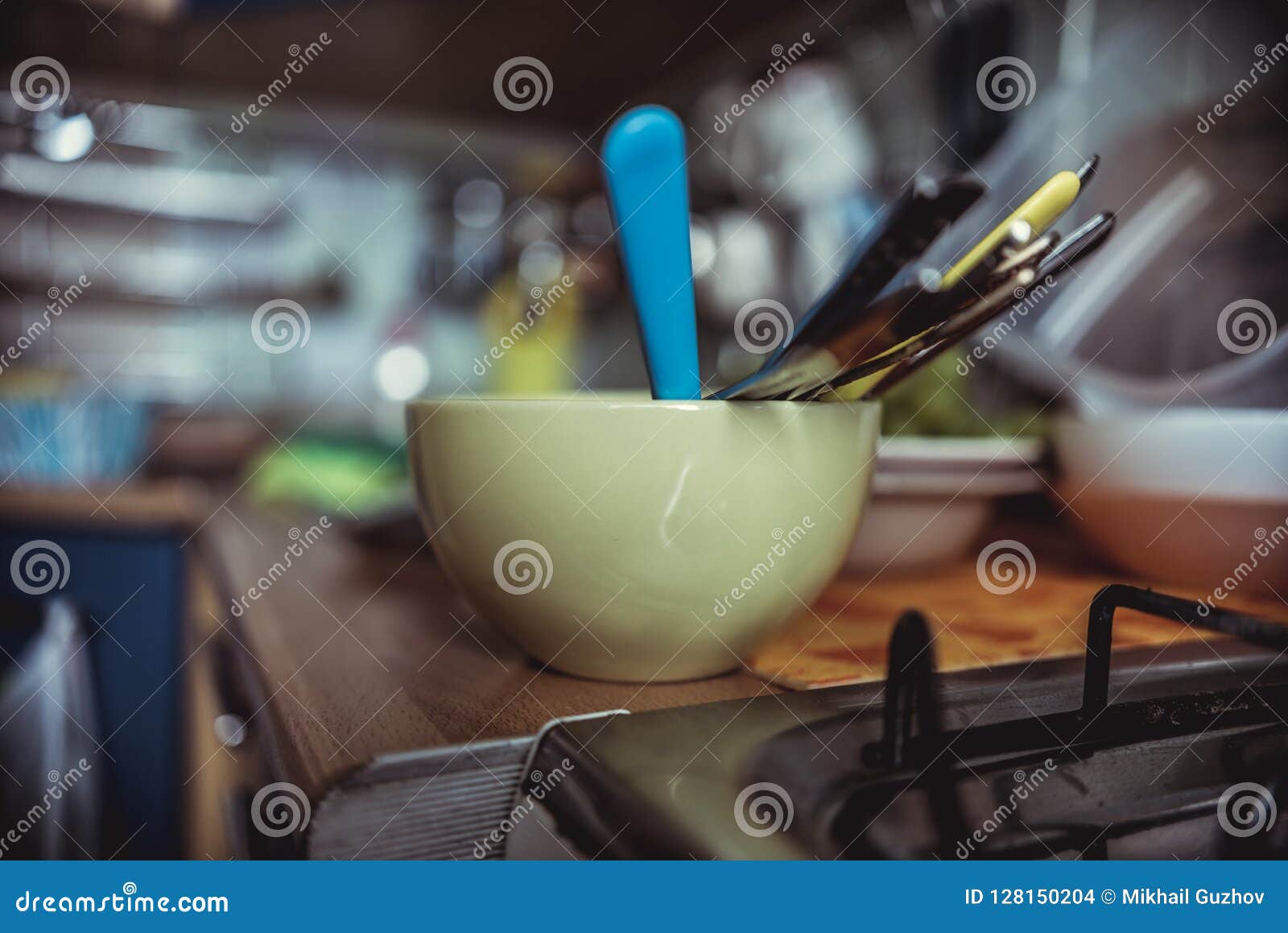 The Plate is on the Kitchen Table and in it Lay a Clean Spoon and Fork ...