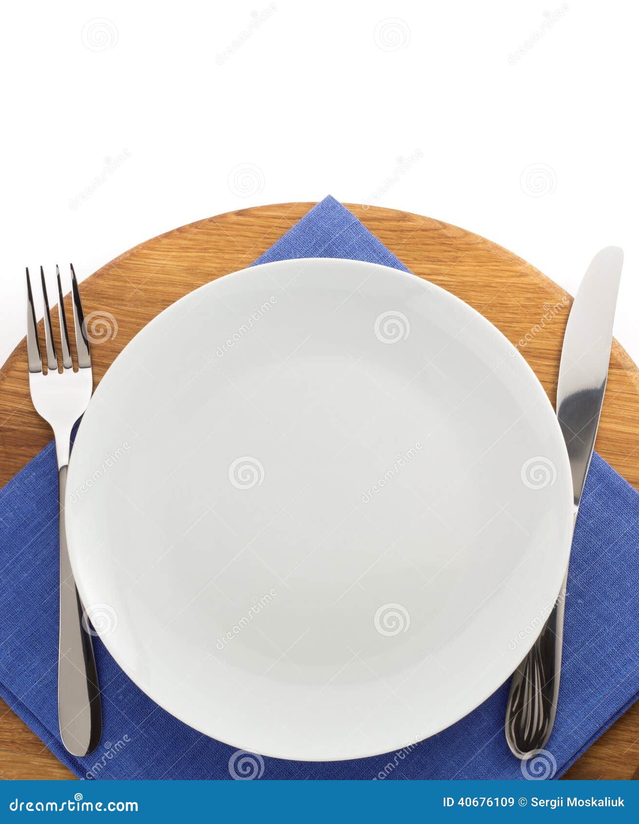 Plate, Knife and Fork at Cutting Board Stock Image - Image of kitchen ...