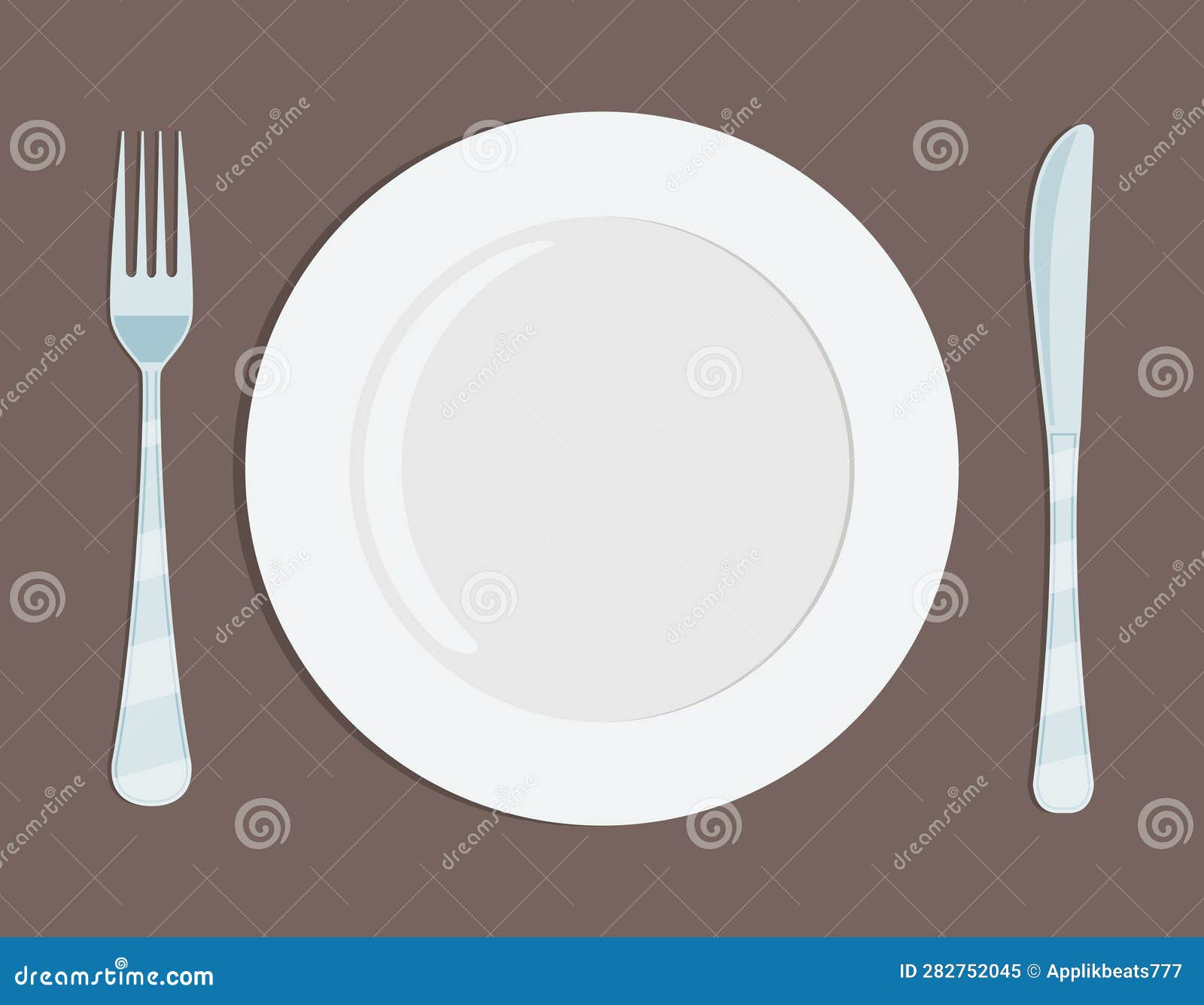 Plate Knife and Forkon. Flat Style Stock Vector - Illustration of ...
