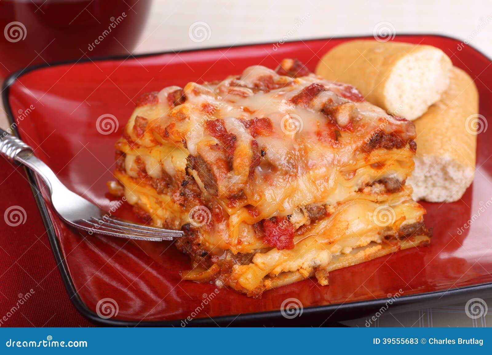 Plate of Lasagna stock image. Image of cheese, meal, pasta - 39555683