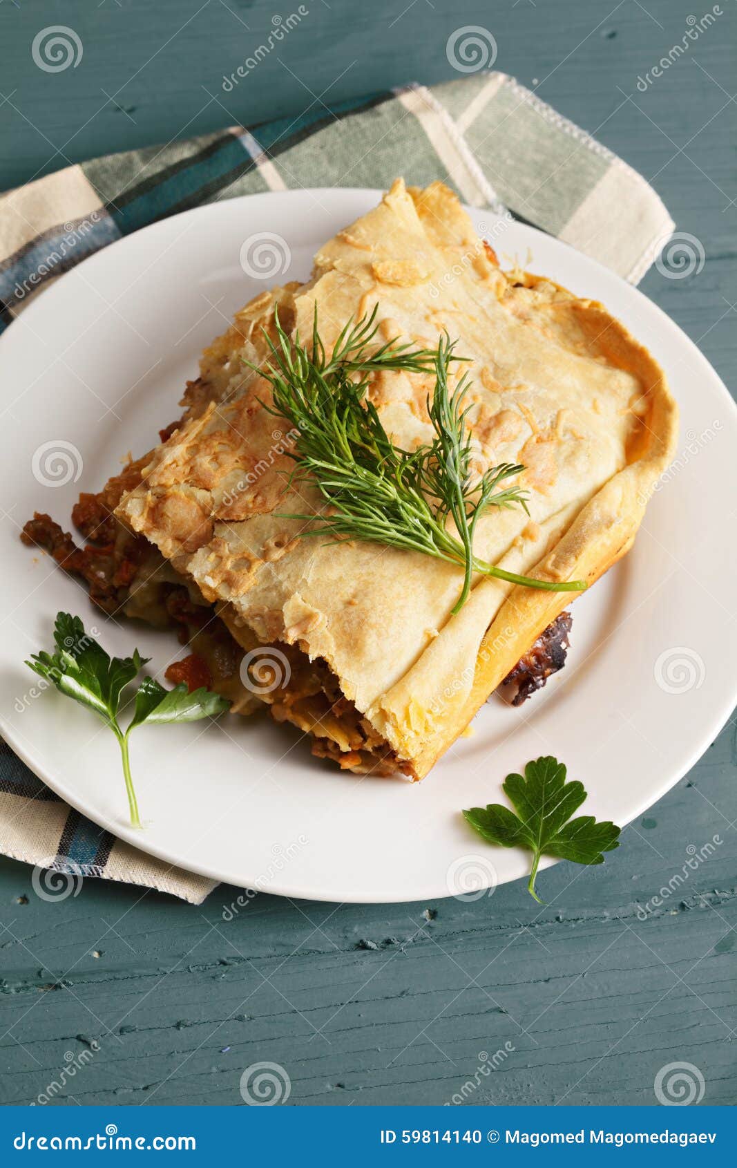 Plate with lasagna stock photo. Image of beef, dish, cooked - 59814140