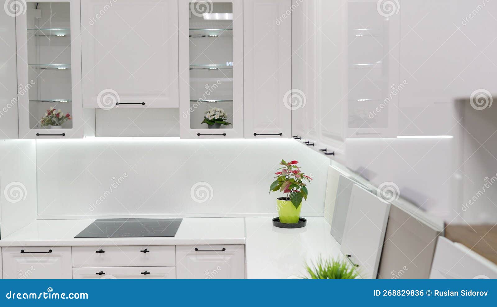 Kitchen Set. White Kitchen Set. a Plate with Lemons is Standing on the ...