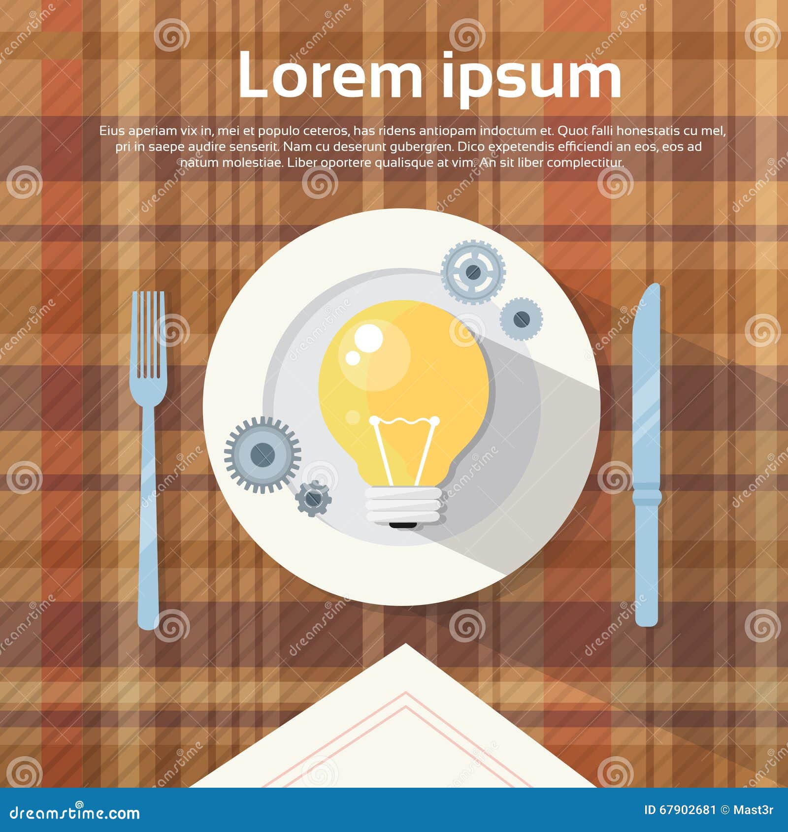 Plate with Light Bulb Concept New Creative Idea Dish Stock Vector ...