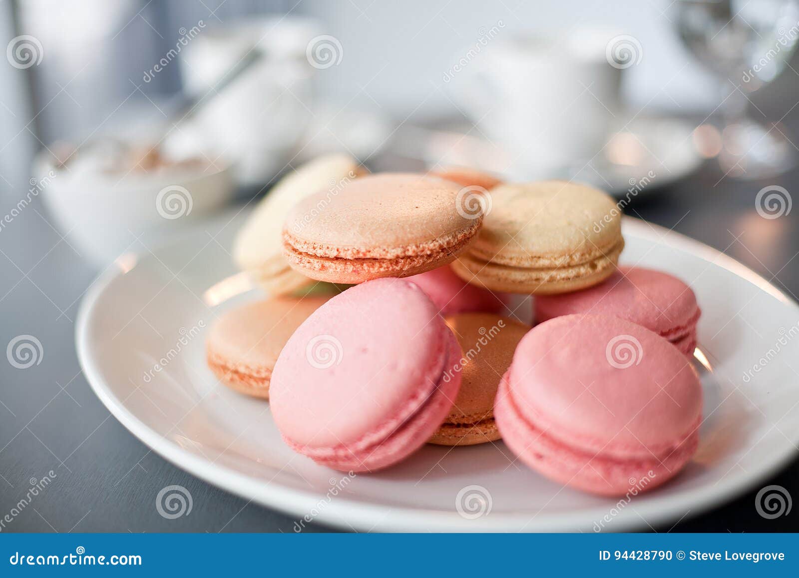 Plate of Macarons in a Cafe Stock Photo - Image of macaron ...