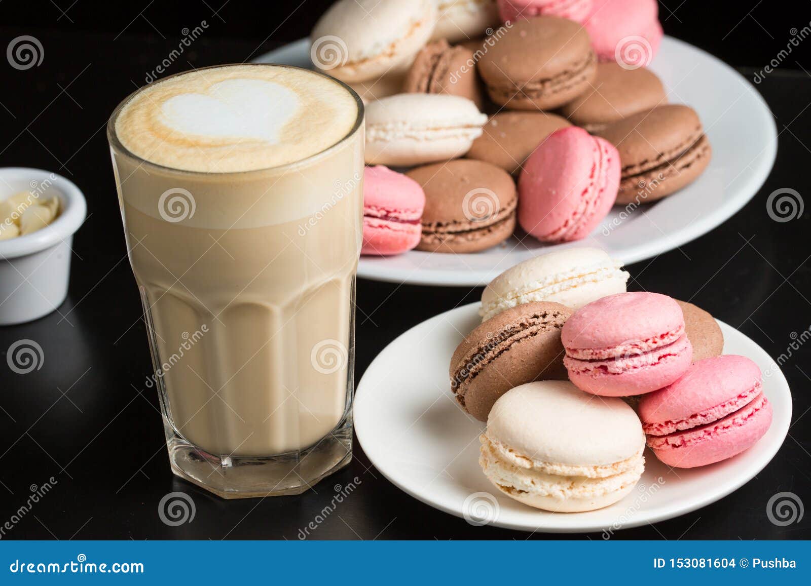Plate with Macaroon and Milkshake Stock Photo - Image of glass, happy ...