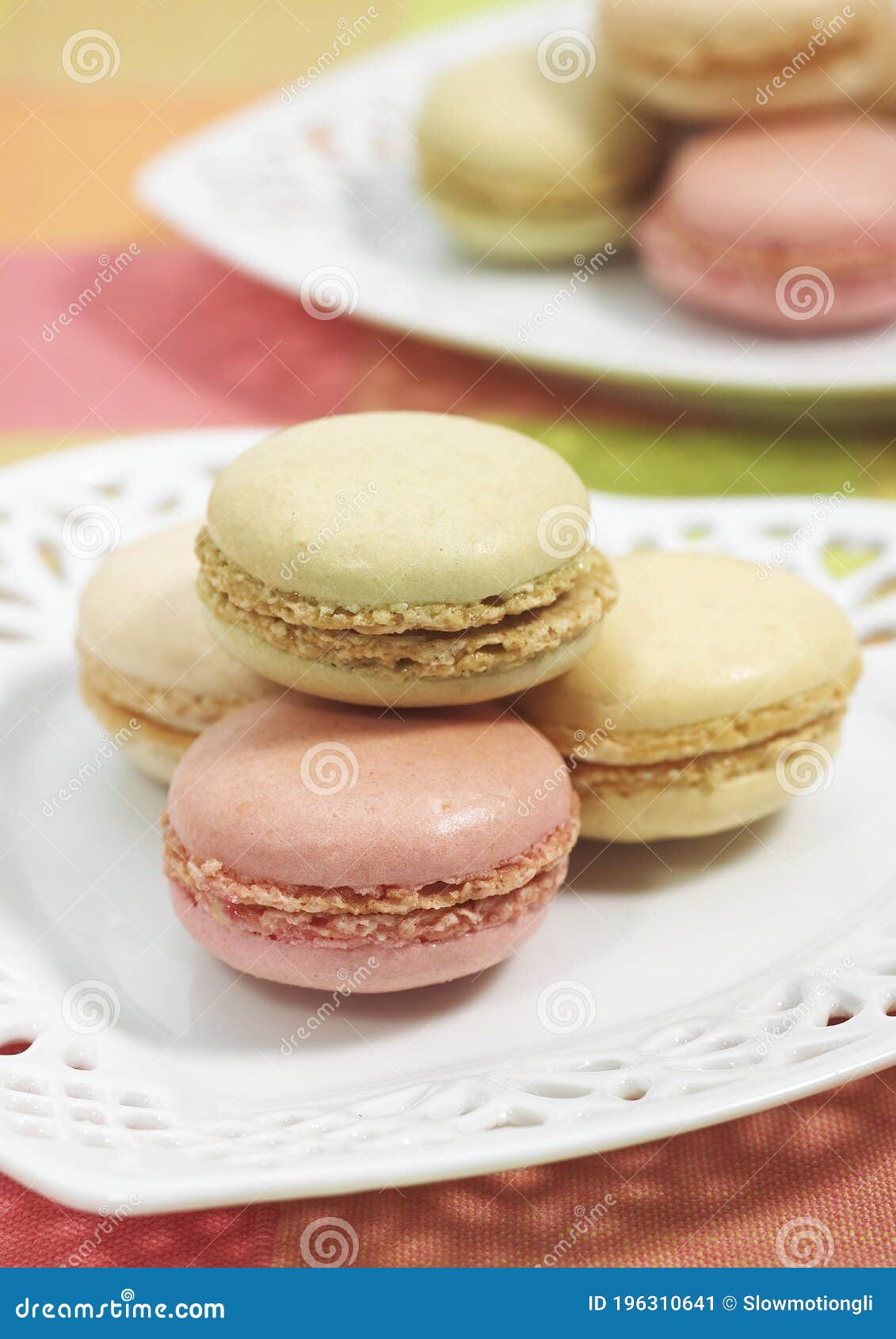 Plate with Macaroons stock image. Image of indoors, pastry - 196310641
